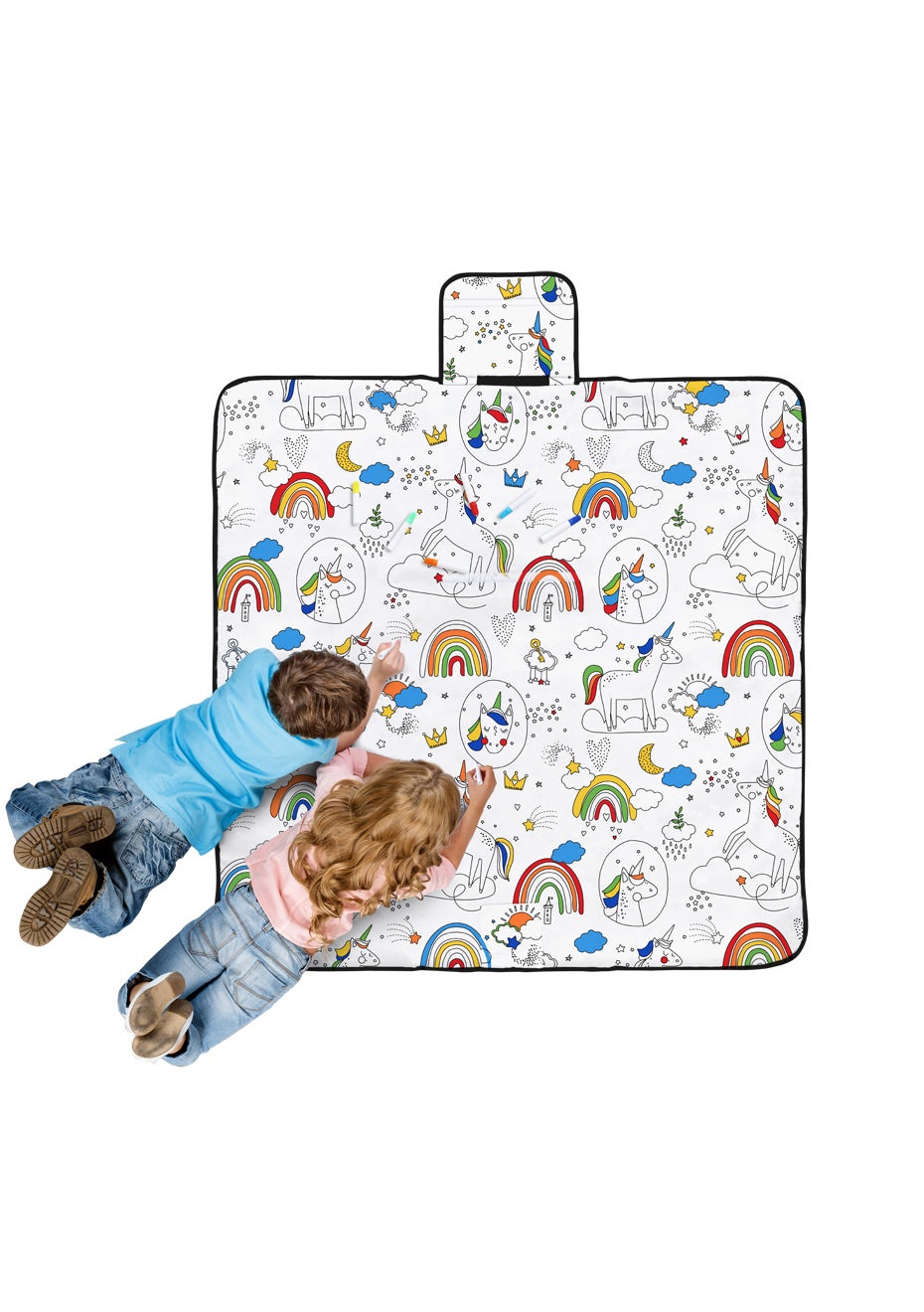Happy Kids - Colour Me In Picnic Blanket 125Cm X 125Cm - Dream Big - Onceit