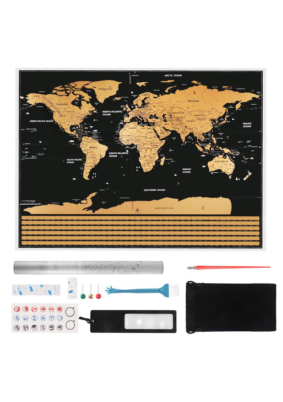Scratch Off Map of The World & Accessories Set - Onceit