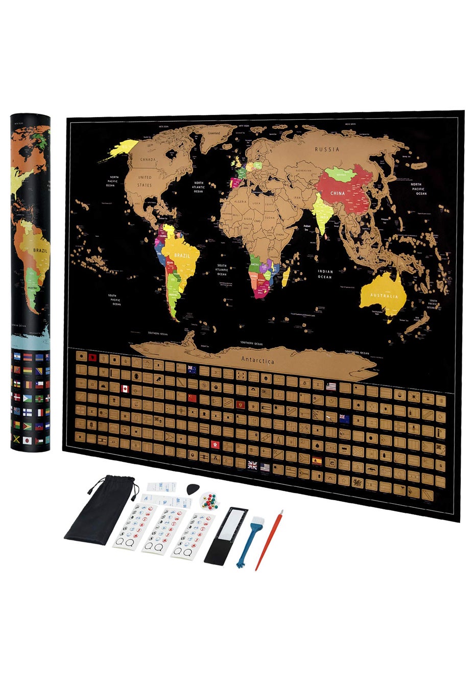 Scratch Off Map of The World & Accessories Set - Onceit