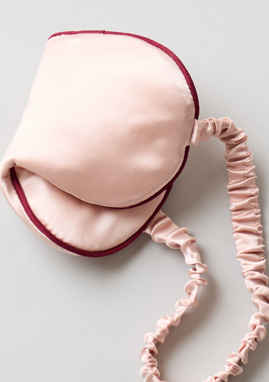 Slumber - 100% Silk Eye Mask - Dusty Blush/Merlot Piping - Onceit