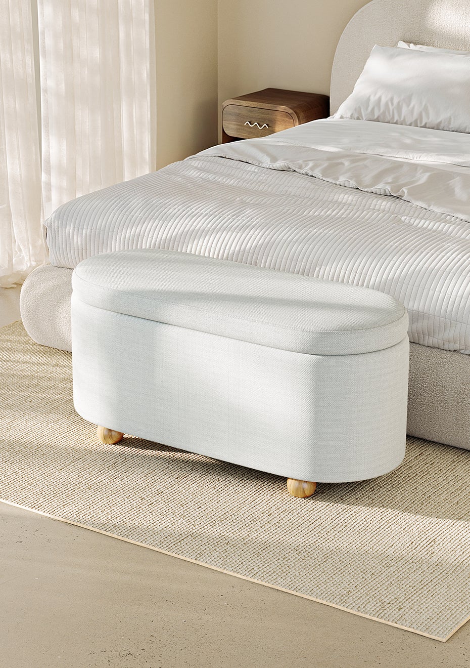 George Collective - Storage Bench 100cm - Latte Linen Look - Onceit