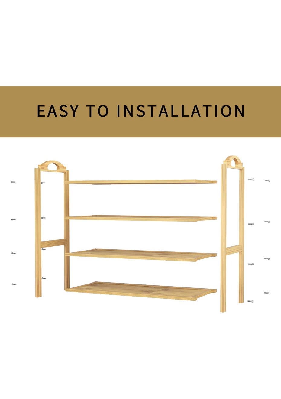 4-Tier Bamboo Shoe Rack Shoe Storage Organizer - Onceit