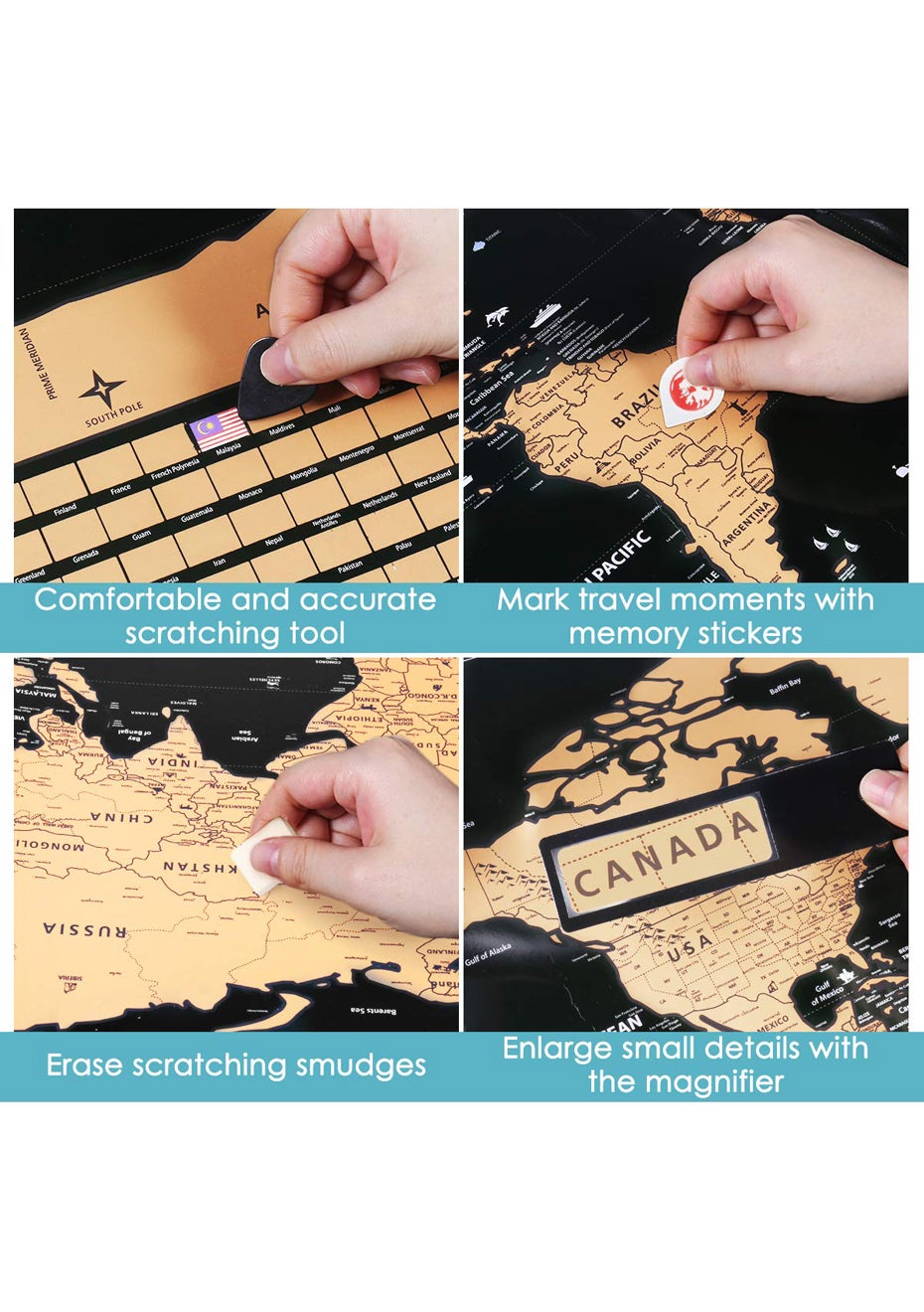 Scratch Off Map of The World & Accessories Set - Onceit