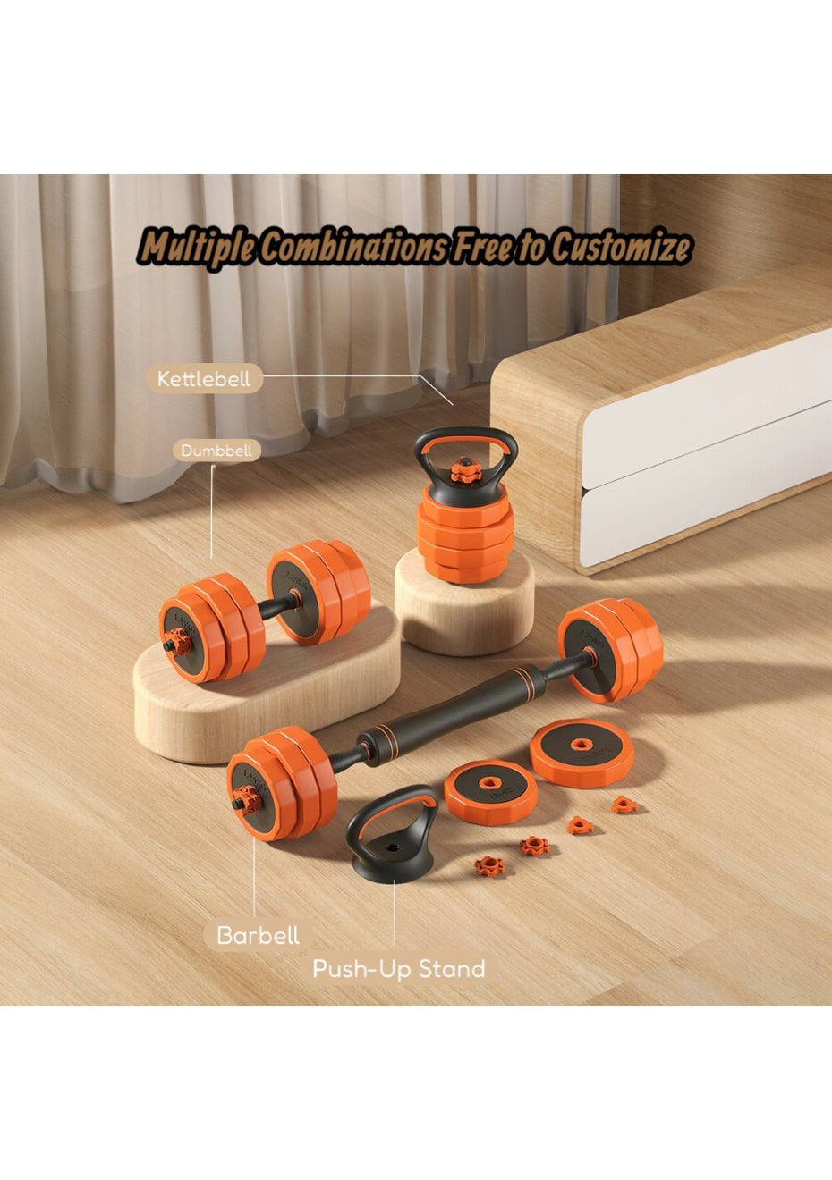 10KG Dumbbell Barbell Set Adjustable Weights with Connecting Rod ...