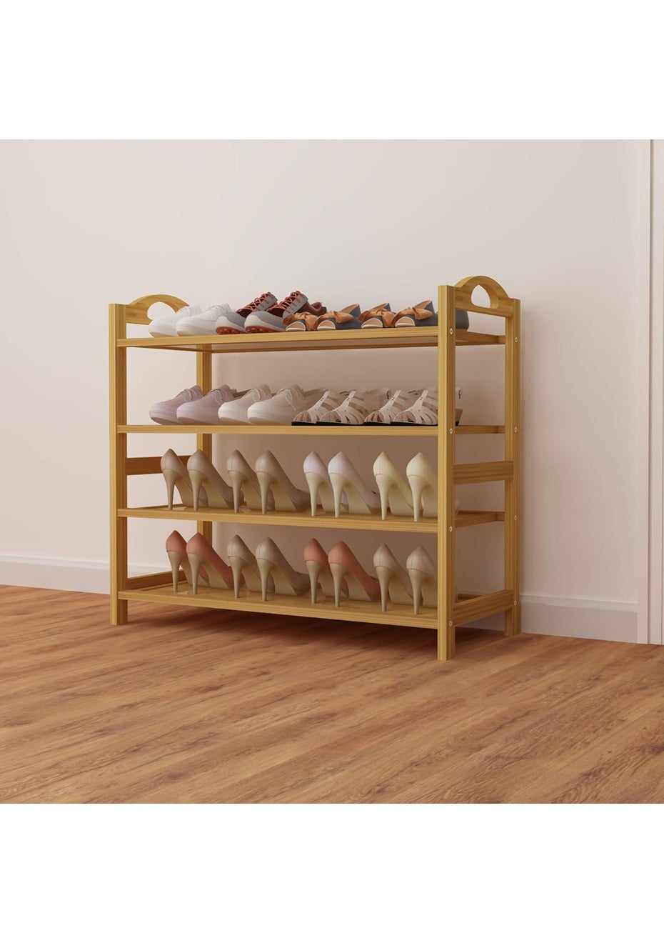 4-Tier Bamboo Shoe Rack Shoe Storage Organizer - Onceit