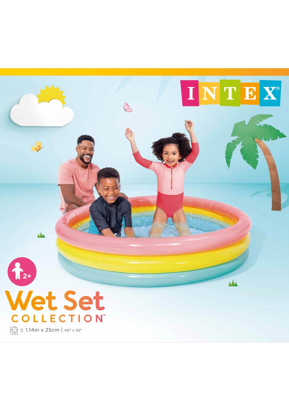 Intex - Sunset Glow Pool, 3-Ring, With Infl. Floor - Onceit