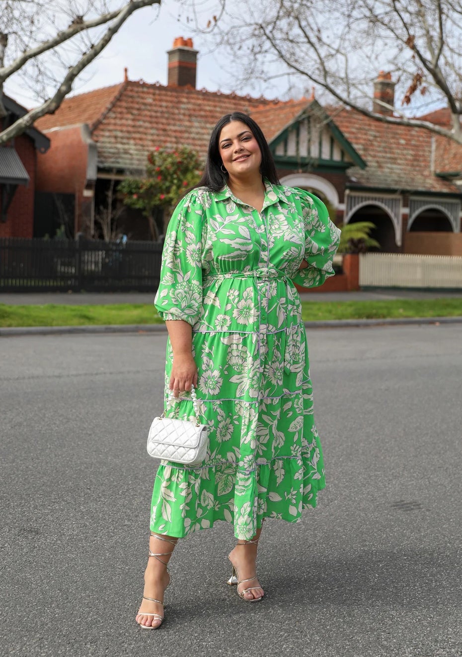 Leoni - Brooke Dress - Green Floral - Onceit
