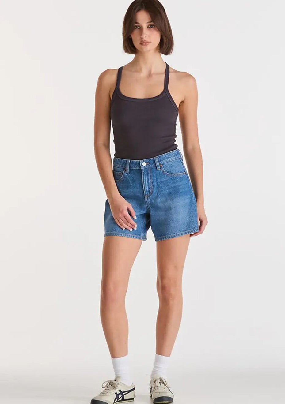 Lee - Womens Mid Straight Short Blue Letter - Onceit