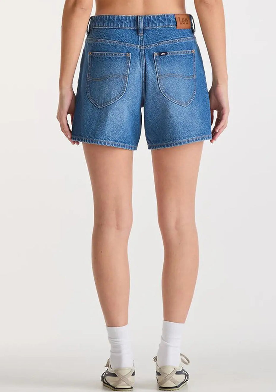 Lee - Womens Mid Straight Short Blue Letter - Onceit