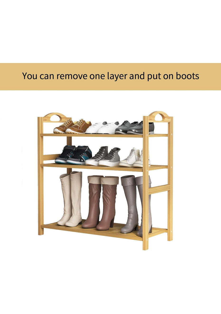 4-Tier Bamboo Shoe Rack Shoe Storage Organizer - Onceit
