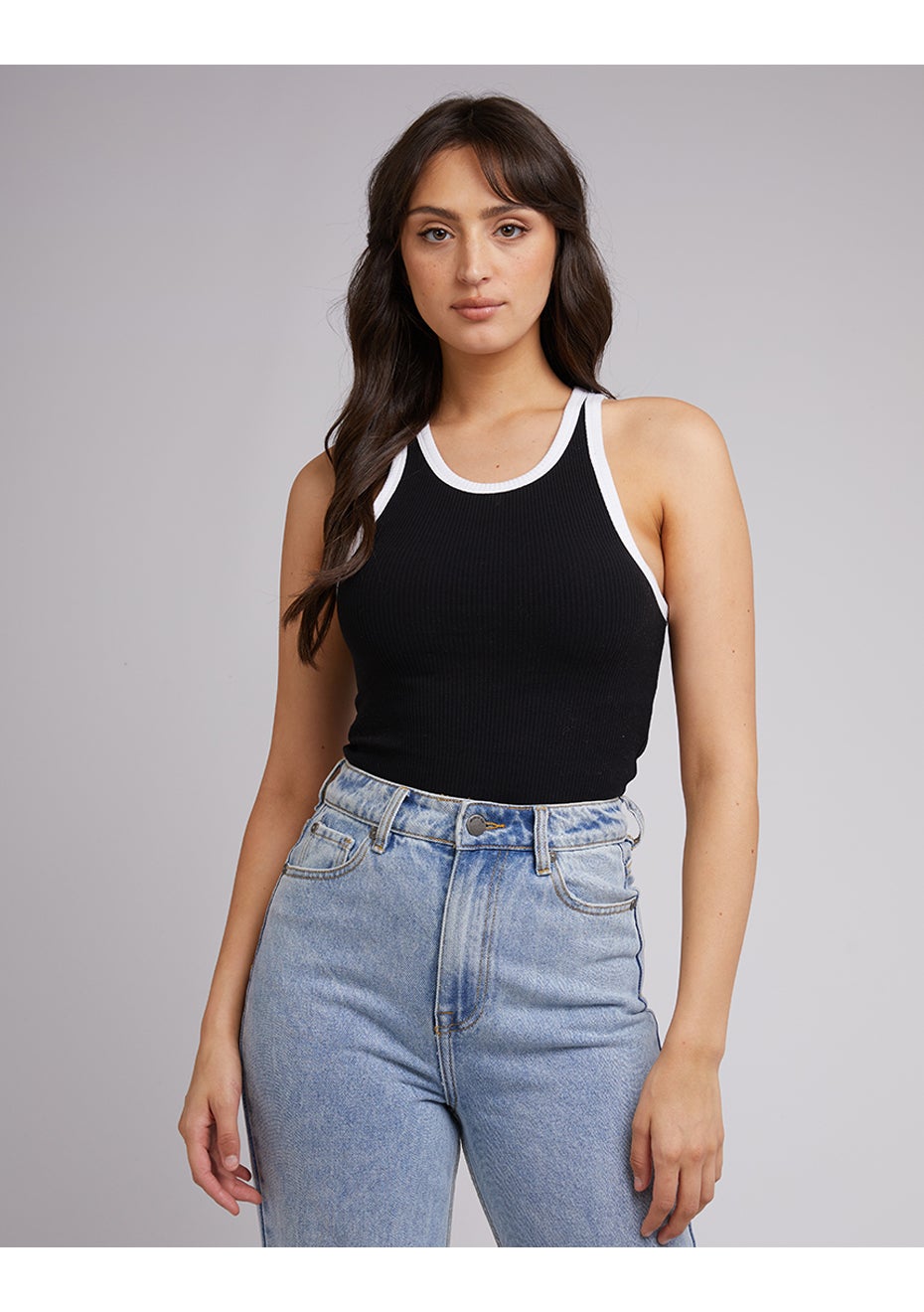 All About Eve - Eve Rib Ringer Tank - Black - Onceit