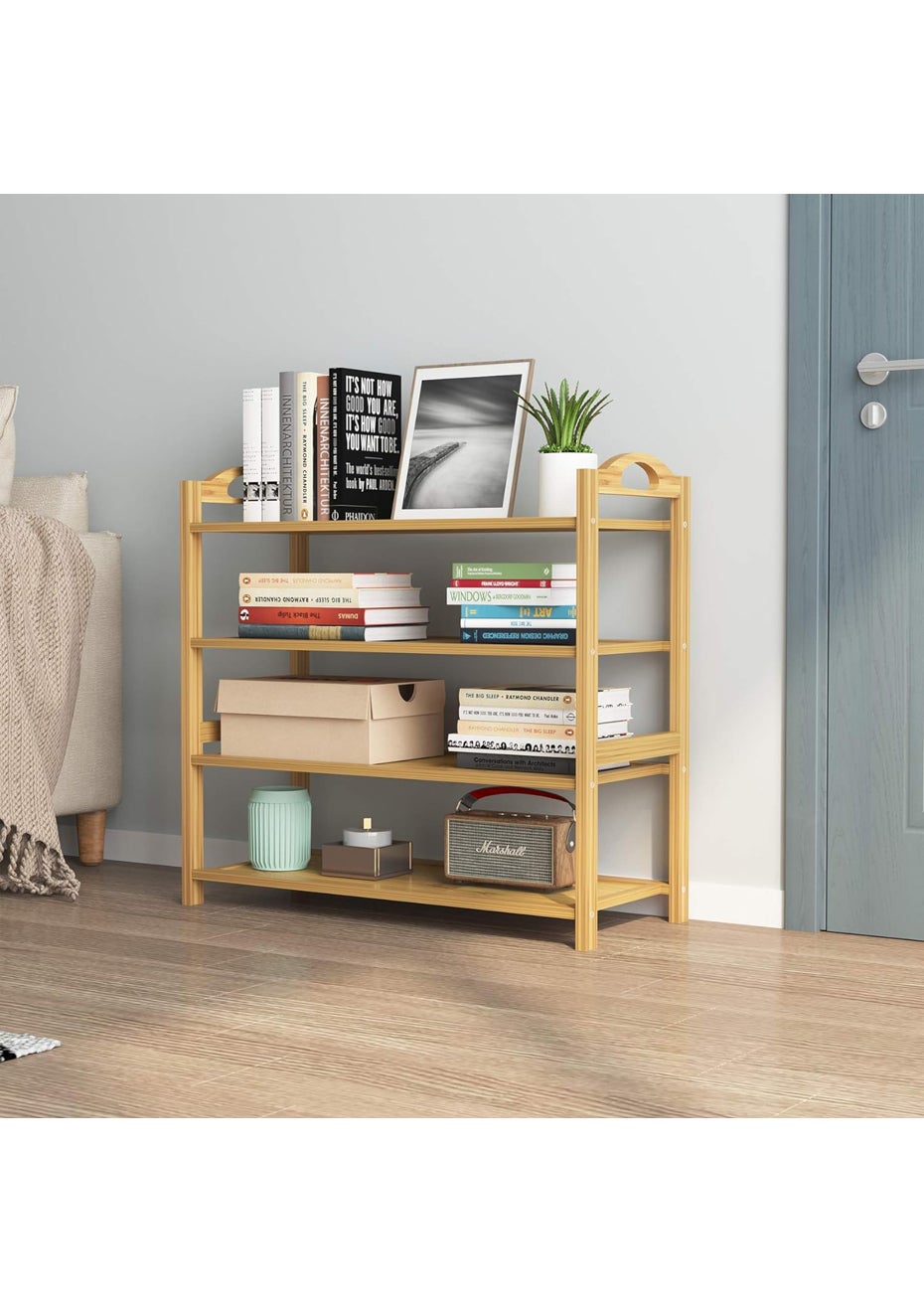 4-Tier Bamboo Shoe Rack Shoe Storage Organizer - Onceit